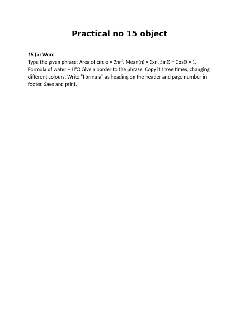 Practical No 15 Object | PDF