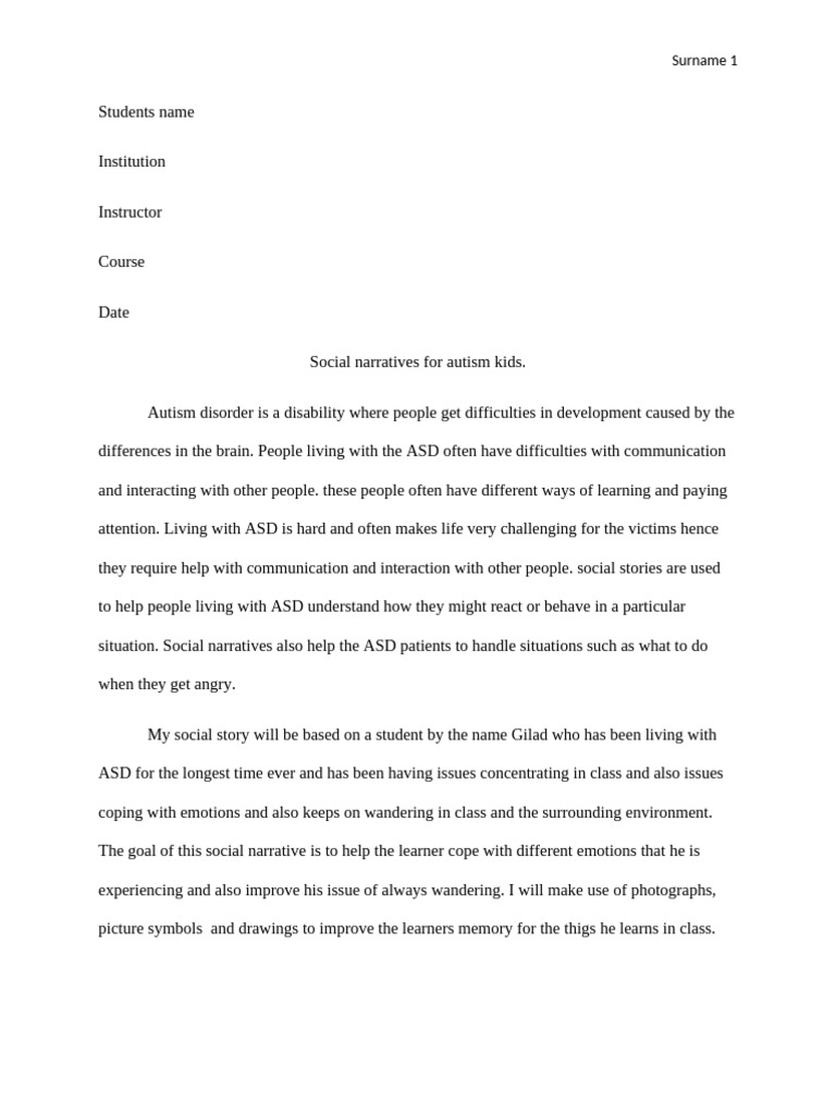 Social Narratives for Autism Support | PDF | Autism Spectrum | Learning