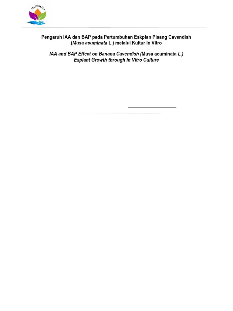 Fadil dkk 2024 _Pengaruh IAA dan BAP pada Pertumbuhan Eskplan Pisang ...