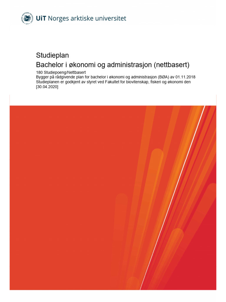 Studieplan - Bachelor Økonomi Og Administrasjon - Nettbasert - Fra Og Med 2024 | PDF