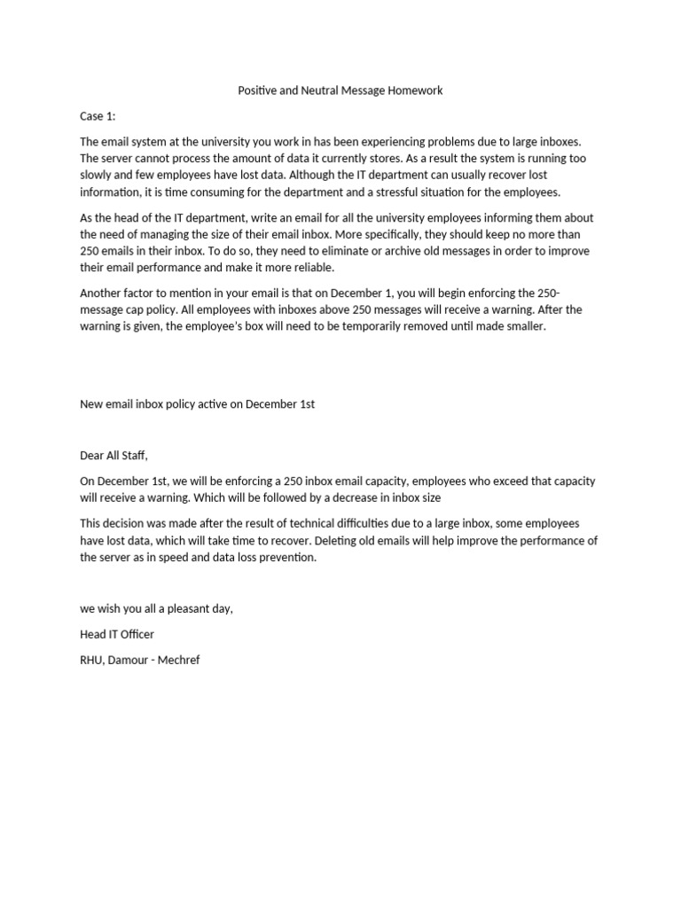 Positive and Neutral Message Homework 1 | PDF
