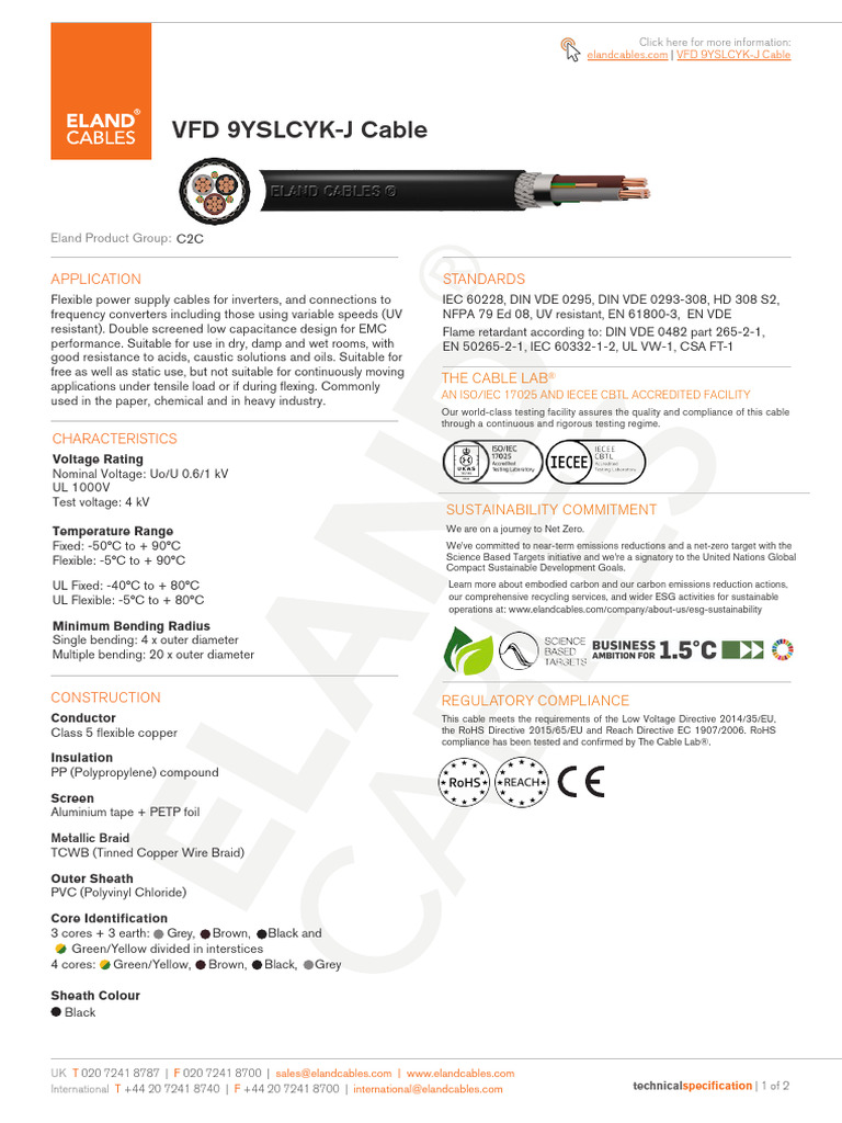 vfd-9yslcyk-j-cable | PDF | Manufactured Goods | Electrical Engineering