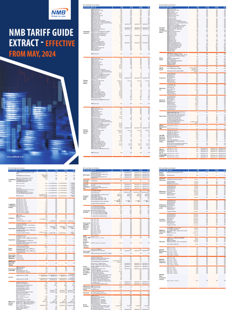NMB Tariff Guide2024 | PDF | Transaction Account | Credit Card