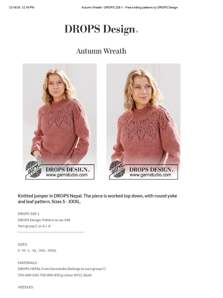 Autumn Wreath - DROPS 228-1 - Free Knitting Patterns by DROPS Design ...