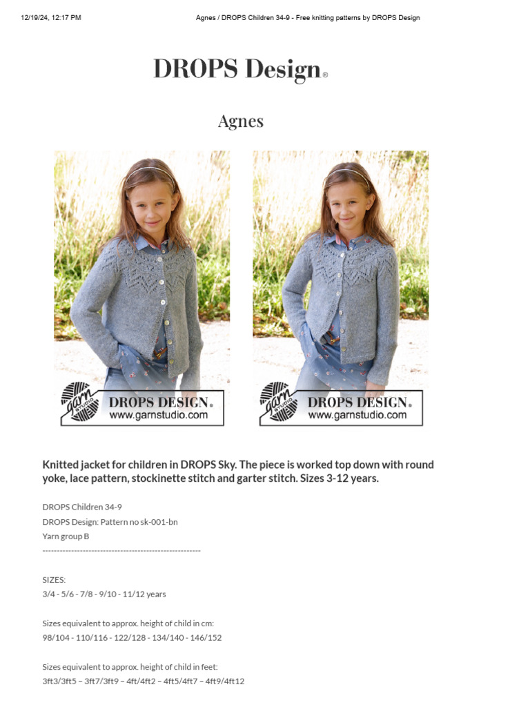 Agnes - DROPS Children 34-9 - Free Knitting Patterns by DROPS Design ...