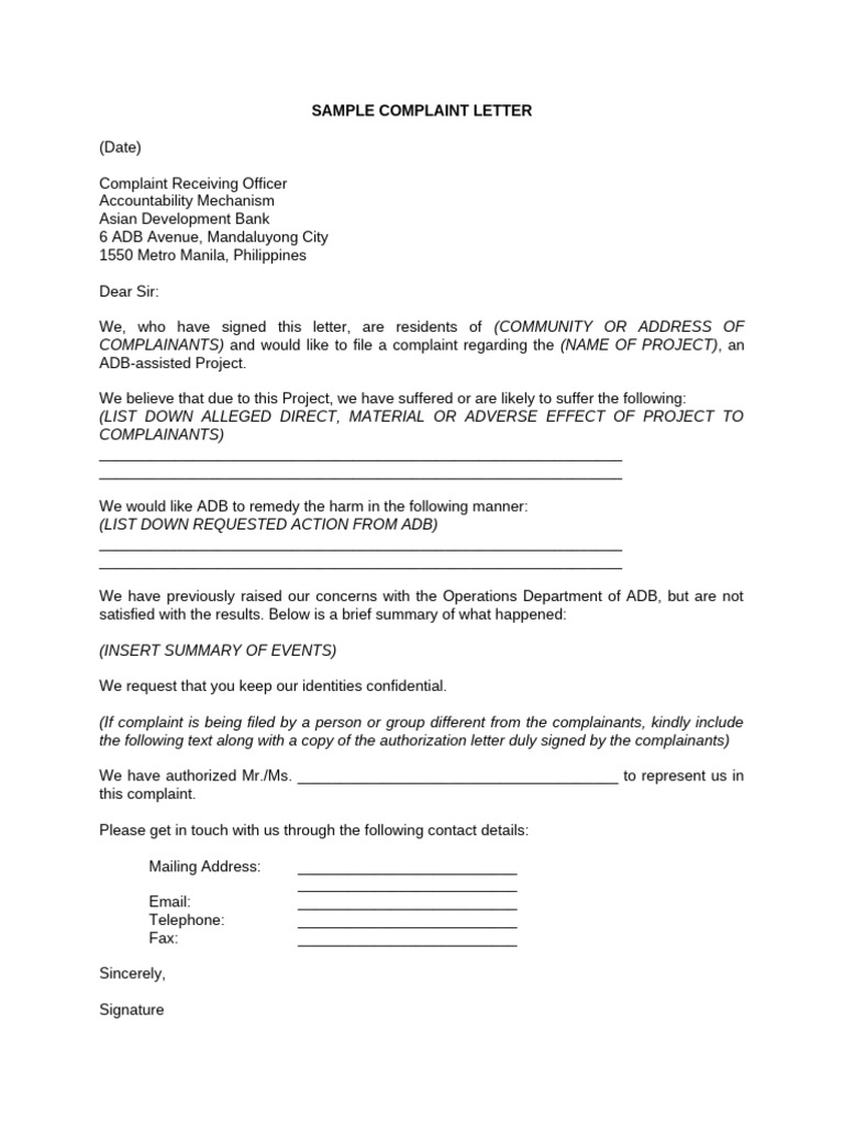 Am Sample Complaint Letter | PDF