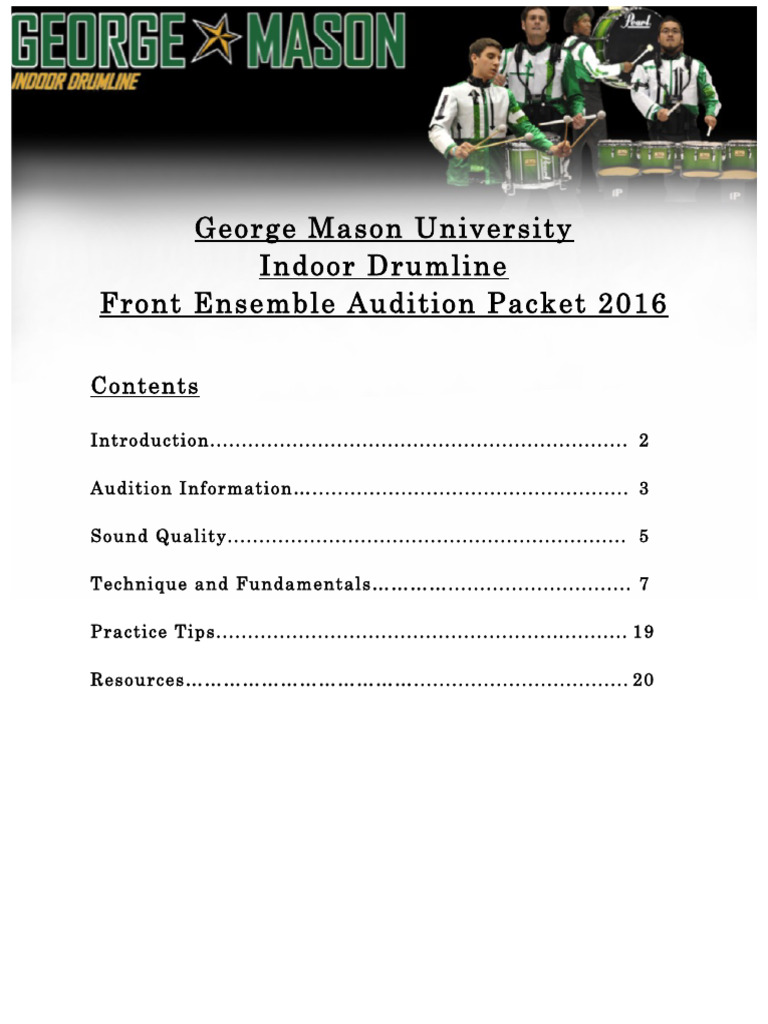GMU 2016 Front Ensemble Packet | PDF