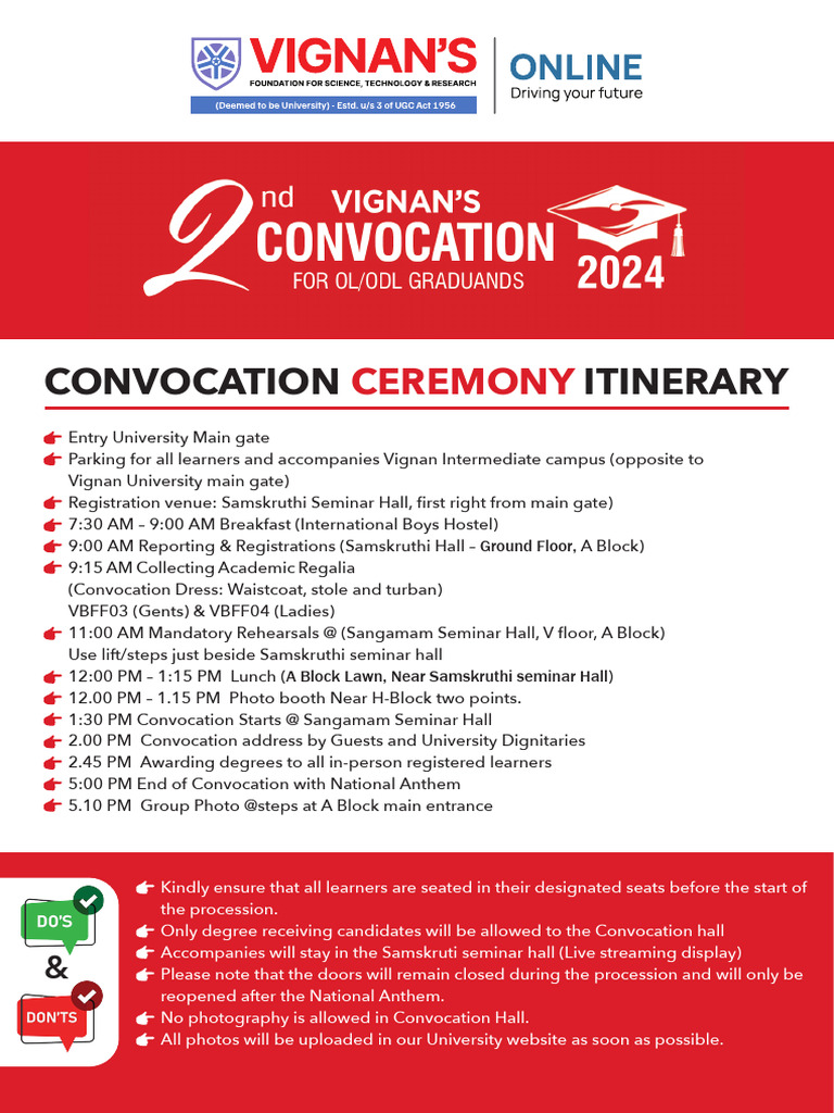 CONVOCATION CEREMONY ITINERARY | PDF