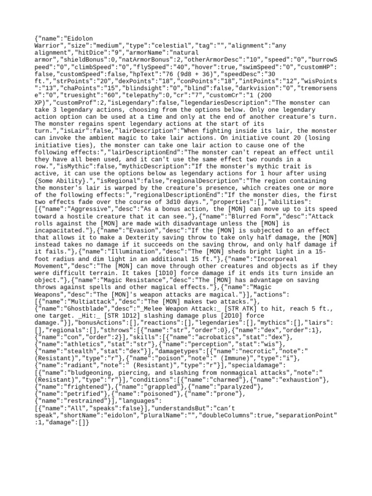 Eidolon Warrior.monster | PDF | Role Playing Games