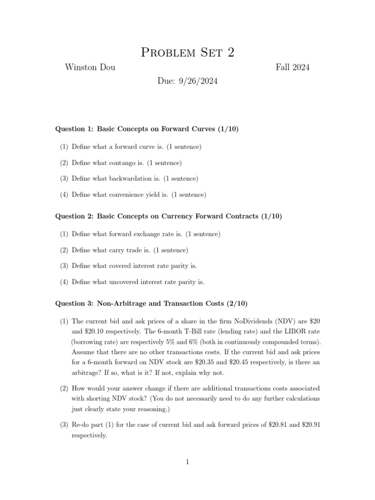 ProblemSet_2_2024 | PDF | Futures Contract | Dow Jones Industrial Average