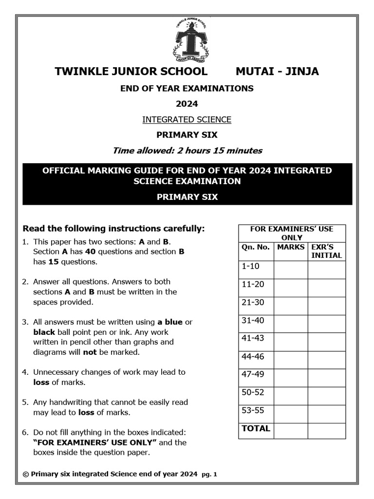 p.6 Eot 3 Scie Official Marking Guide | PDF | Vaccines | Rabbit