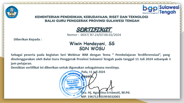 Wiwin Handayani Sertifikat | PDF