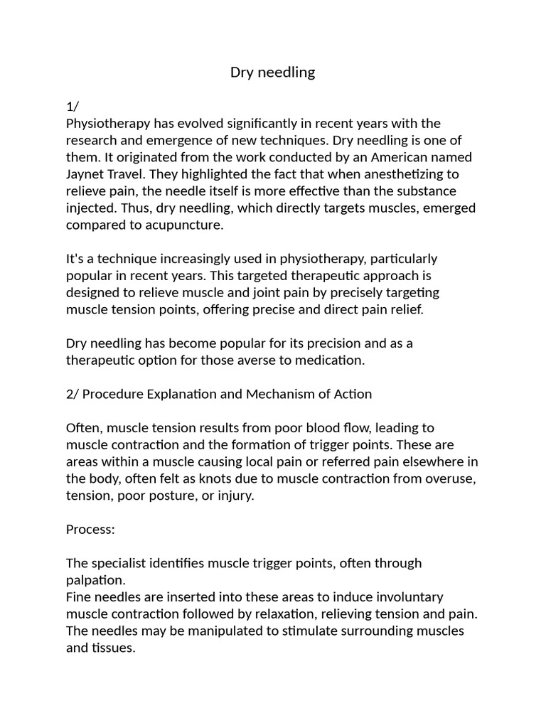 Effective Dry Needling for Muscle Pain Relief | PDF