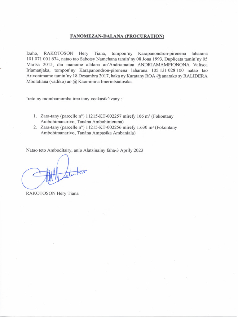 Procuration Valisoa | PDF