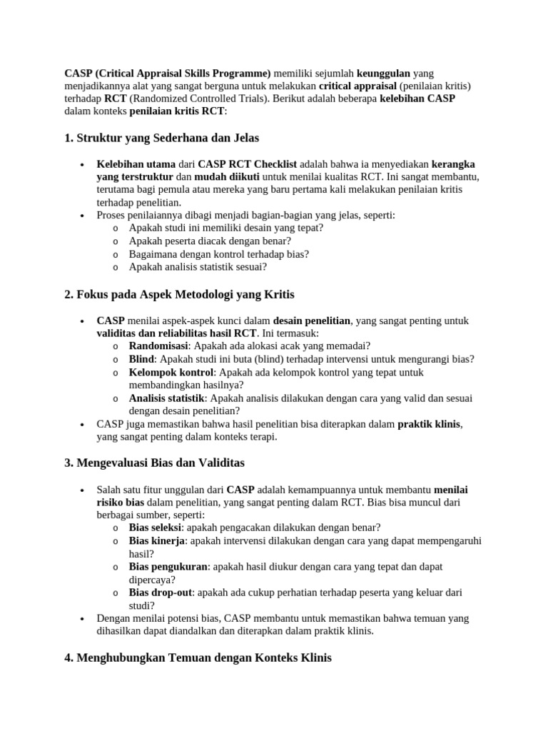 Keunggulan dan Keterbatasan CASP RCT | PDF