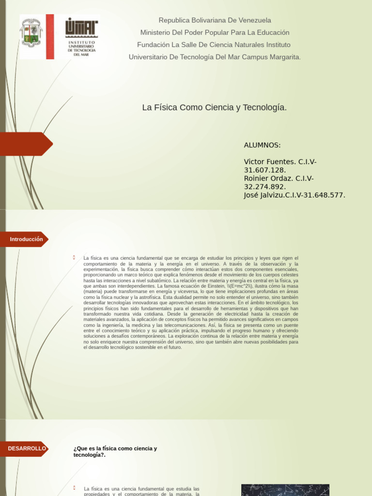 La Física Como Ciencia y Tecnología (1trabajo) | PDF | Física | Vector Euclidiano