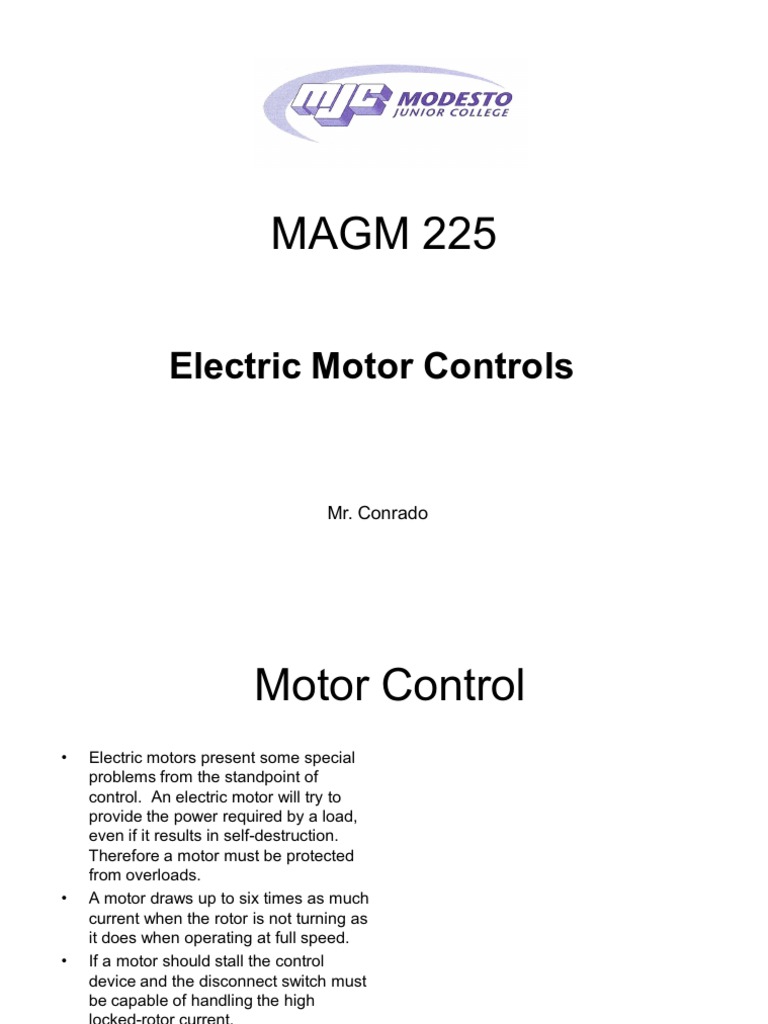 Electric Motor Controls | PDF | Electric Motor | Switch