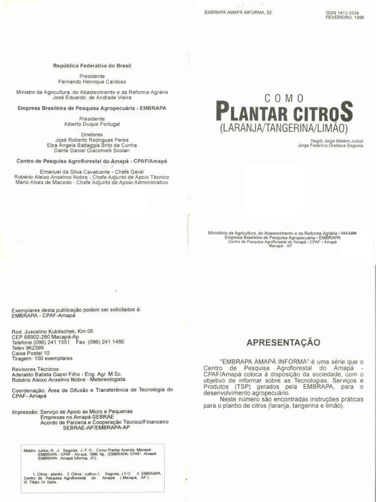 Guia Prático para Plantio de Citros | PDF | Brasil