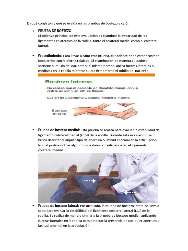 Qué Consisten y Qué Se Evalúa en Las Pruebas de Bostezo | PDF | Rodilla ...