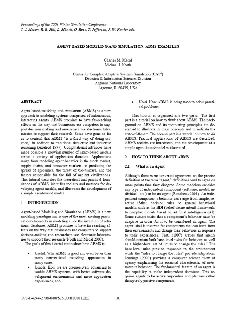 Agent-Based Modeling and Simulation ABMS Examples | PDF | Agent Based Model
