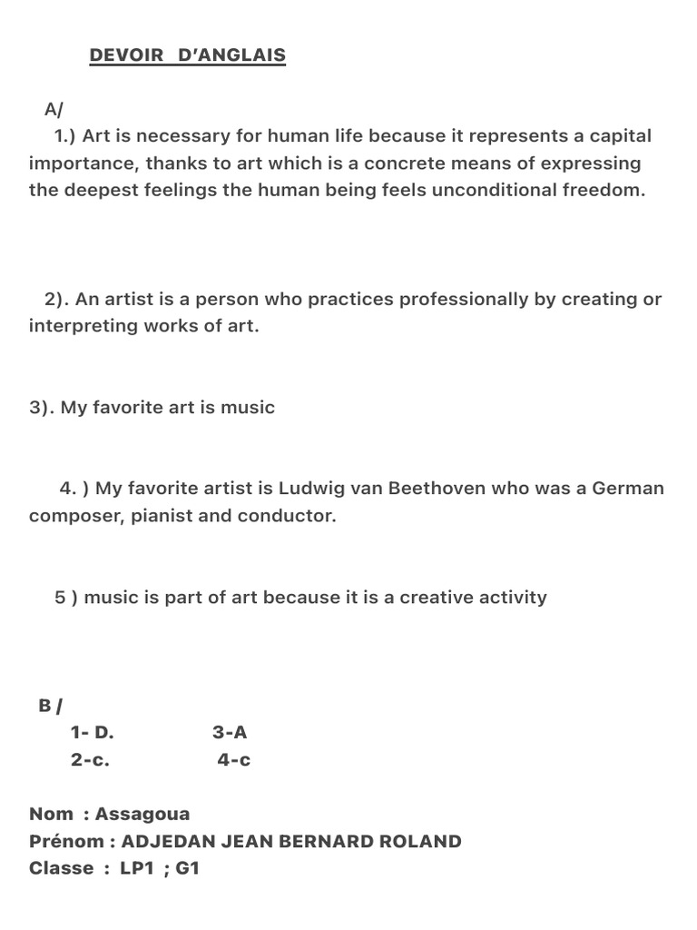 Devoir d’Anglais | PDF