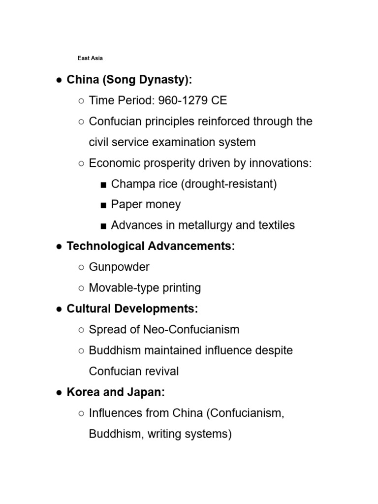 AP World Unit 1 East Asia Overview | PDF