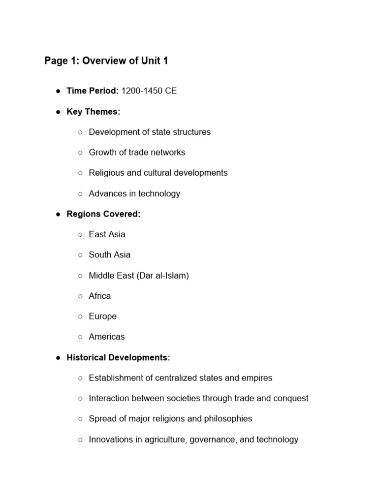 AP World Unit 1 Overview | PDF