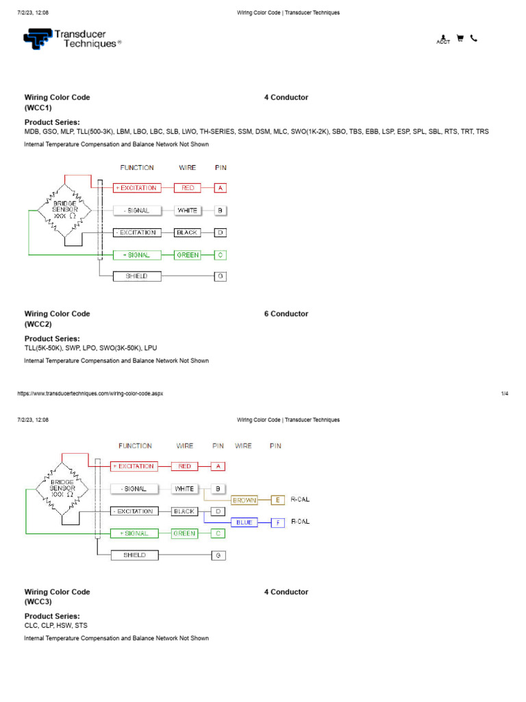 Transducer Wiring Color Codes | PDF