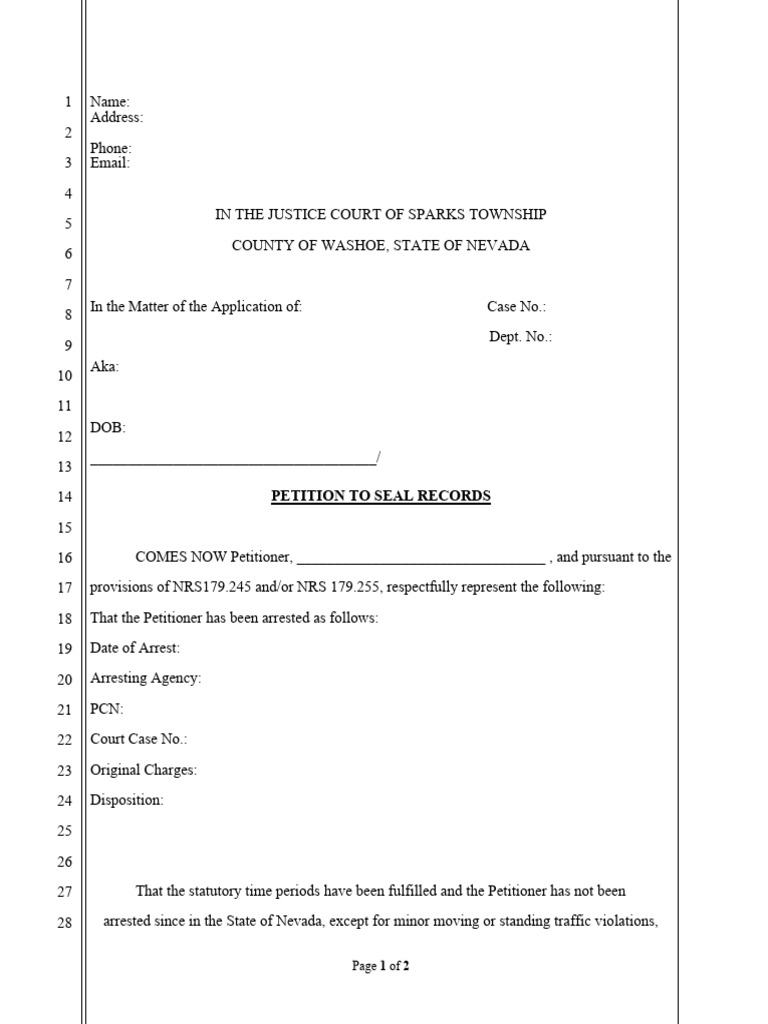 Petition To Seal | PDF | Criminal Record | Public Law