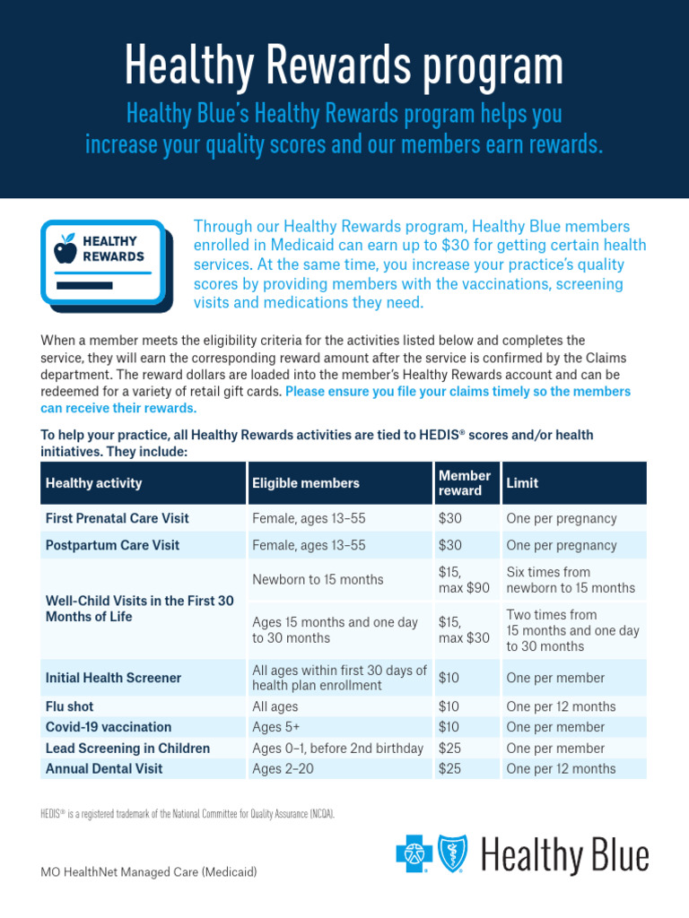 MO CAID HealthyRewardsProgram | PDF | Screening (Medicine) | Medicaid