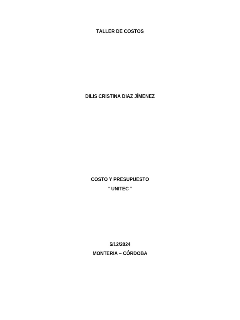 Taller Practico Costo Por Ordenes de Trabajo NN | PDF