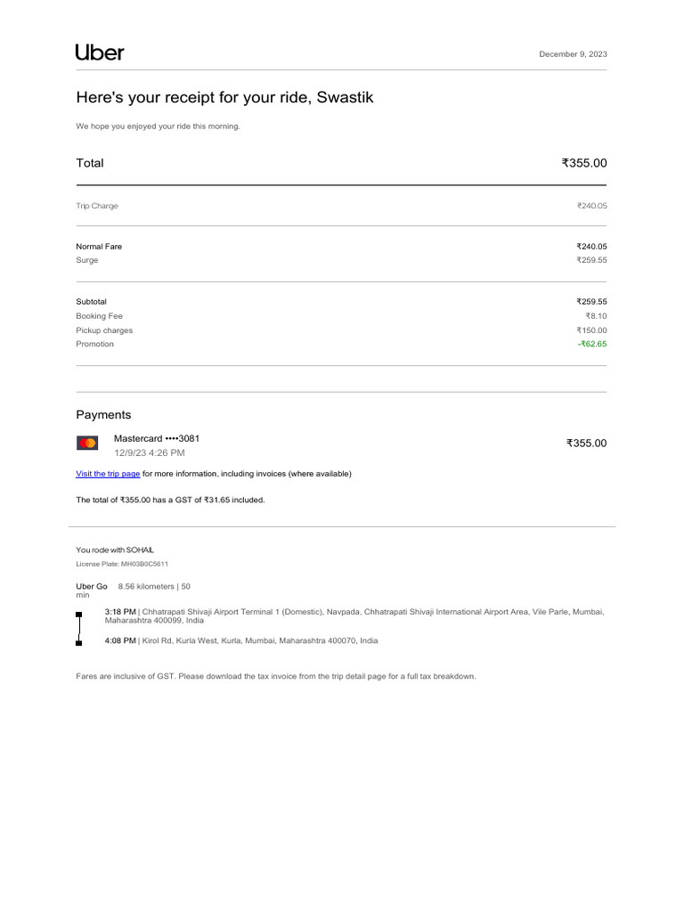 Uber Receipt | PDF