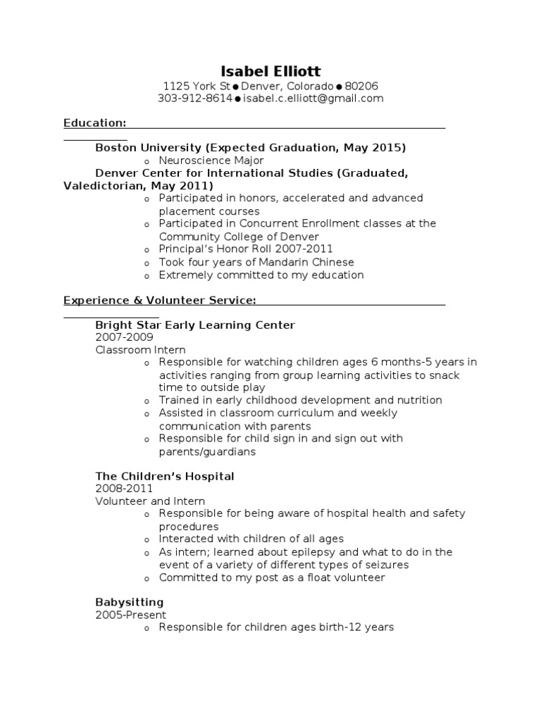 Isabel Elliott's Resume and Experience | PDF | Wellness | Lifestyle
