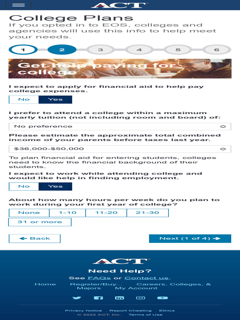 Registration - College Plans Financial - MyACT | PDF