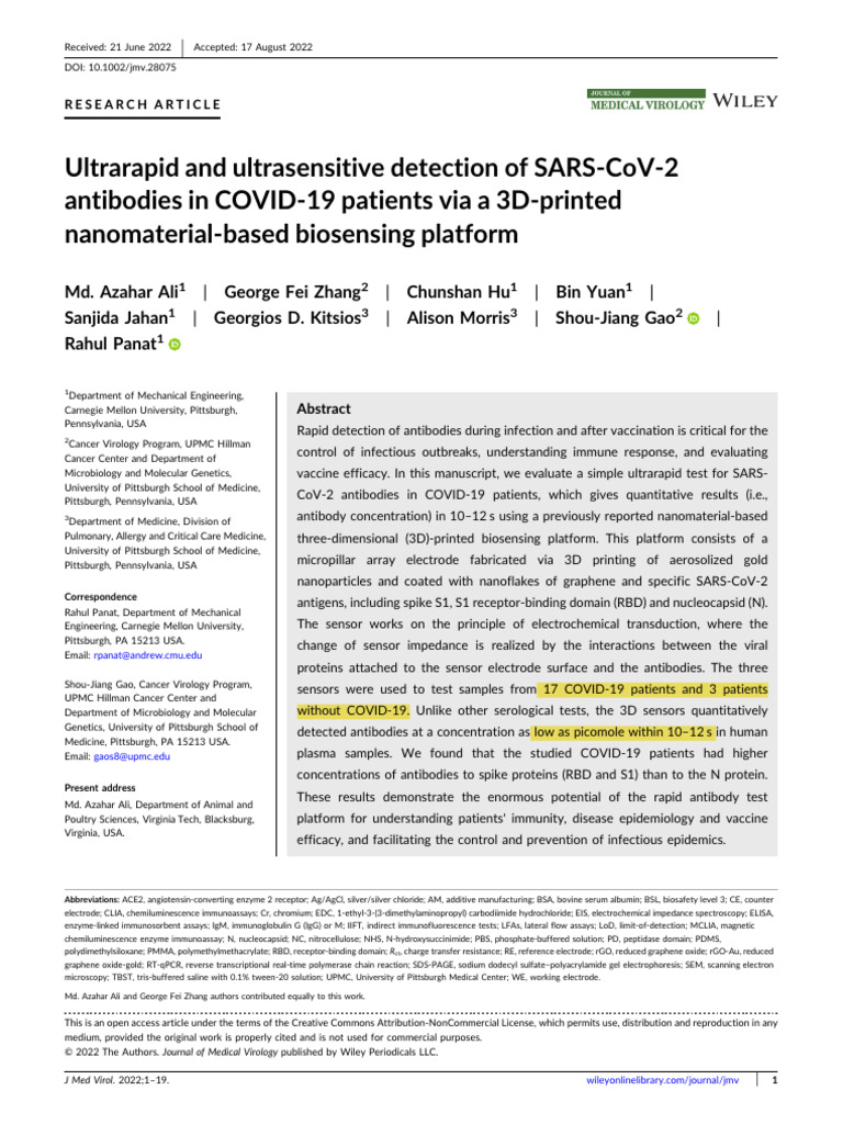 Rahul Panat's Clinical Validation | PDF | Biosensor | Antibody