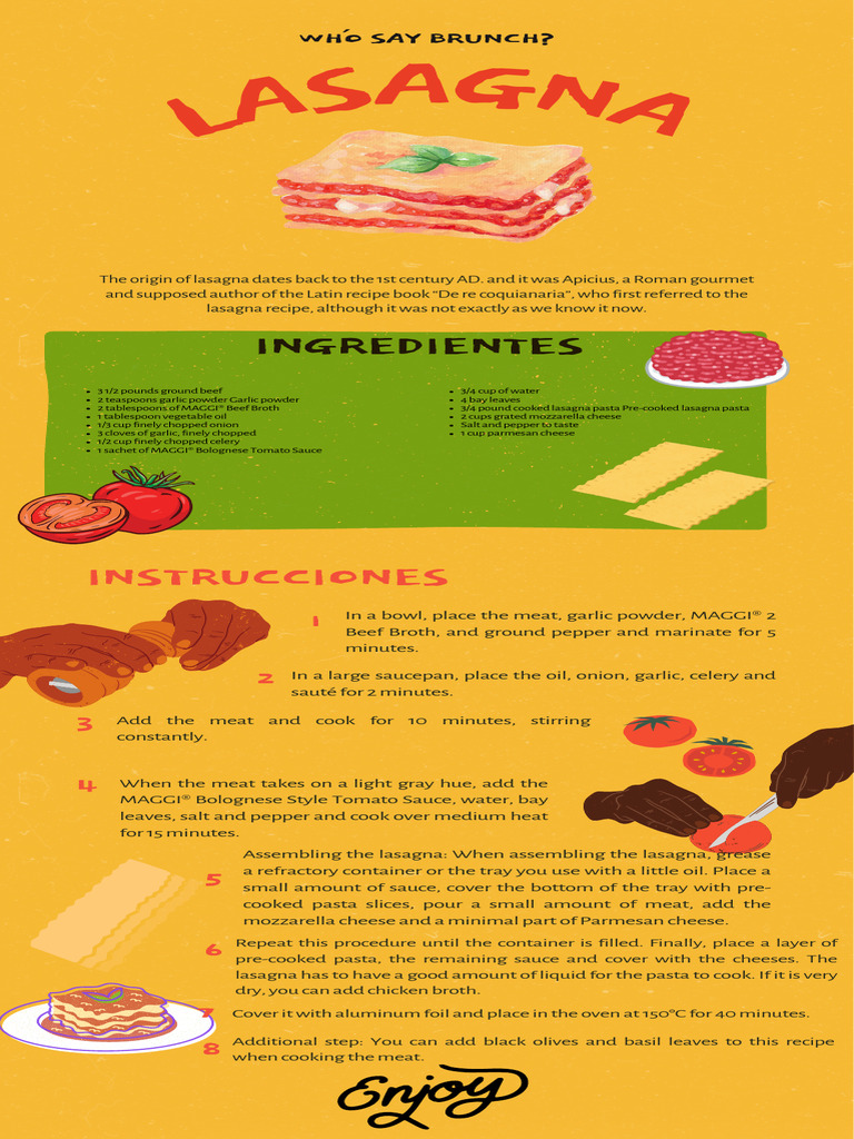 Infografía Receta Shakshuka Ilustrada Amarillo Rojo | PDF | Pasta ...
