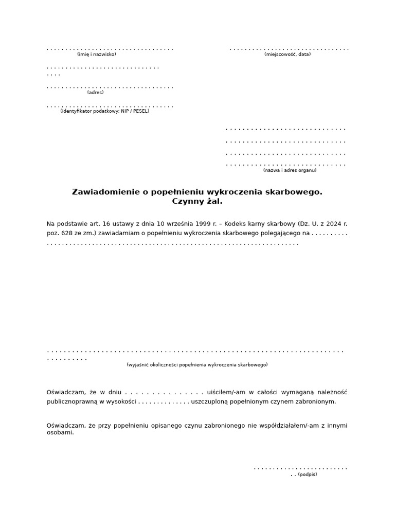 Czynny Zal Wzor | PDF