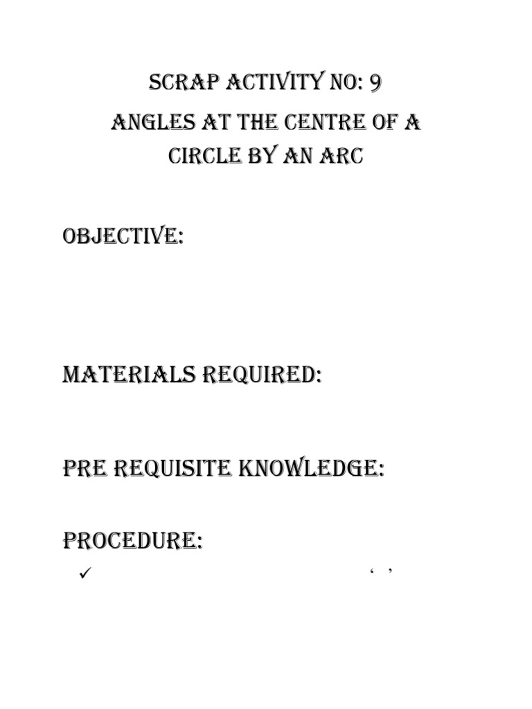 SCRAP ANGLES AT THE Centre of A Circle by An Arc 1640915595 | PDF