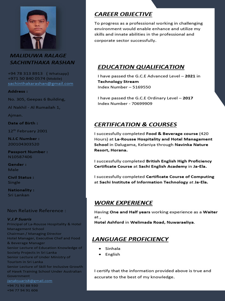 MRSachinthaka Rashan_CV - For Merge_241201_191057 | PDF