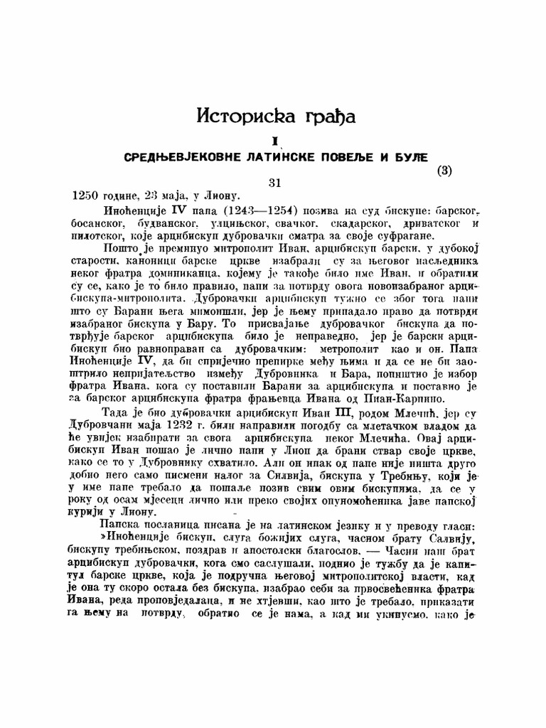 MILOSEVIC Srednjevjekovne Latinske Povelje I Bule 3 | PDF