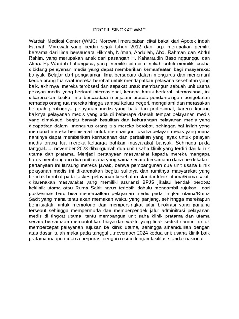 Profil Singkat WMC | PDF