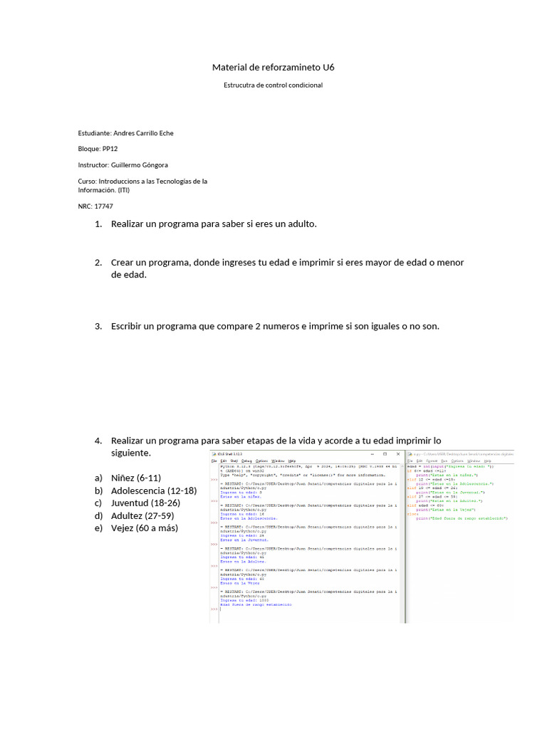 Control Condicional en Programación ITI | PDF