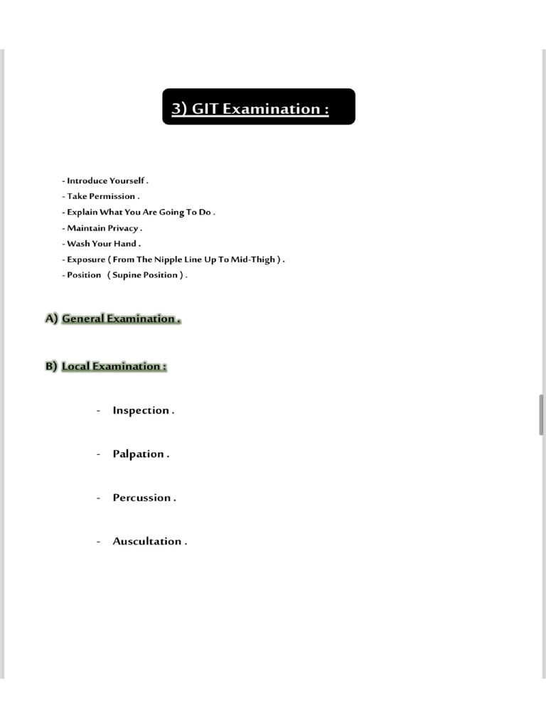 GIT Examination | PDF