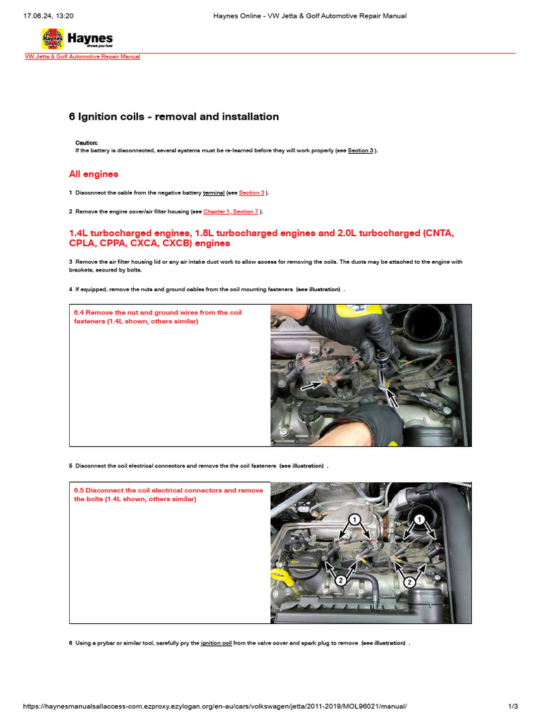 5 Engine Electrical Systems 6 Ignition Coils - Removal and Installation | PDF | Electrical ...