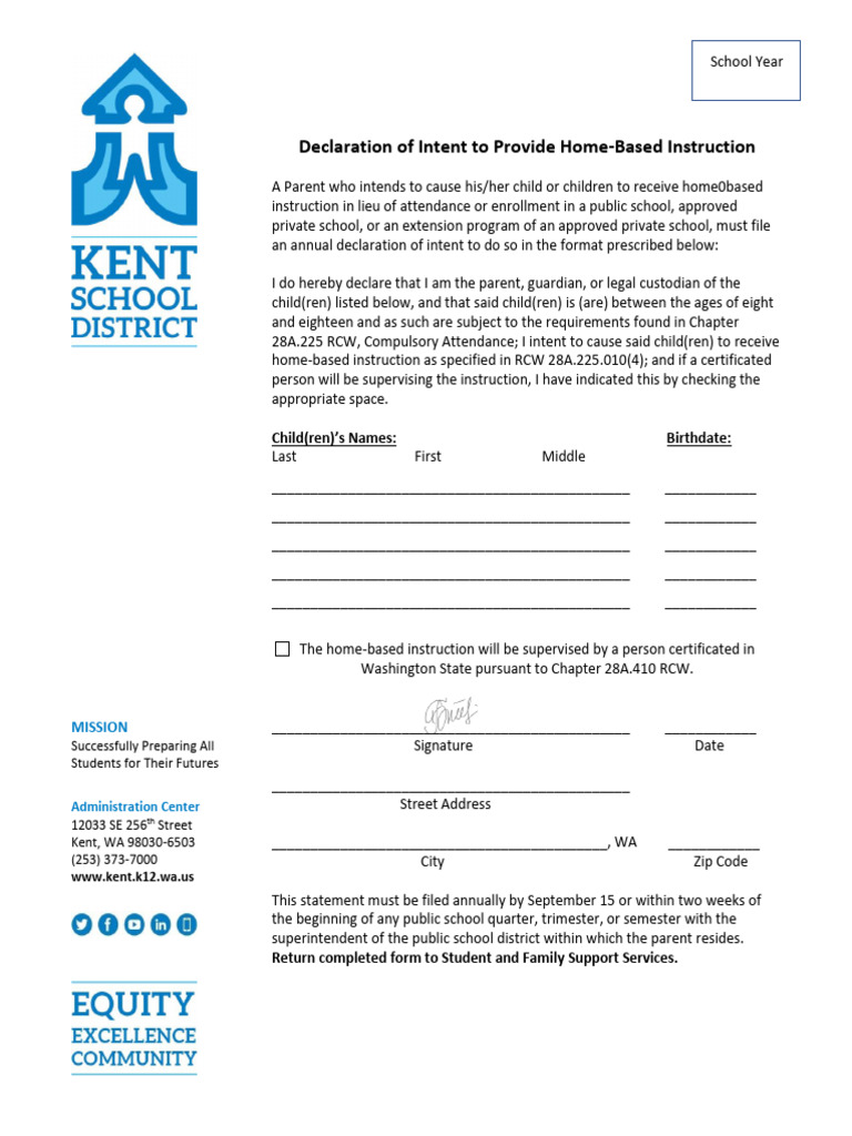 DeclarationIntentProvideHome-BasedInstruction | PDF