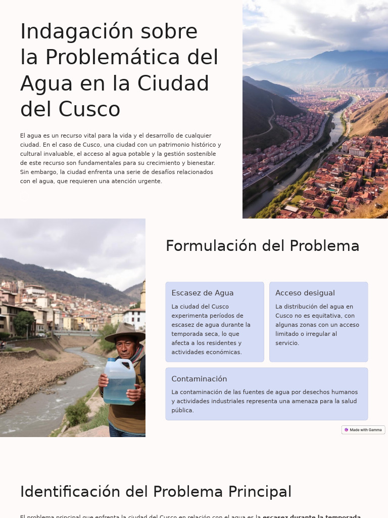 Indagacion Sobre La Problematica Del Agua en La Ciudad Del Cusco | PDF ...