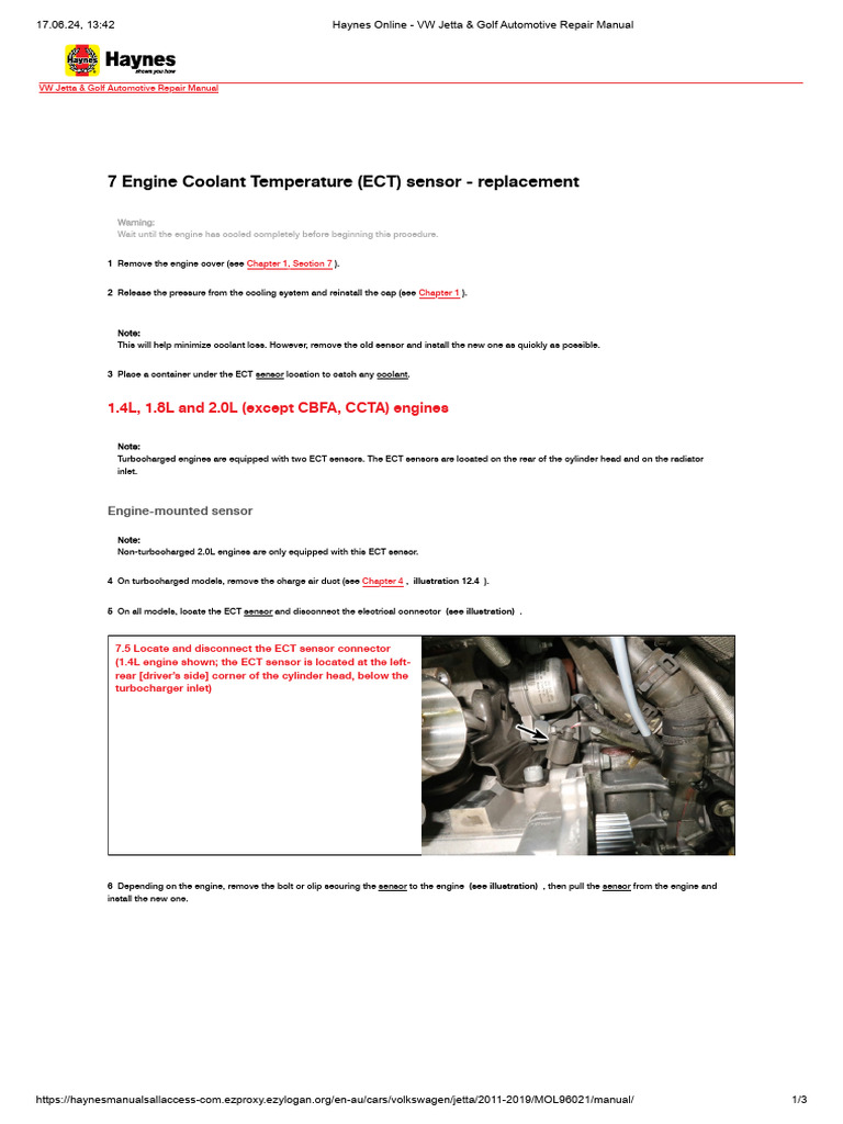 6 Emissions and Engine Control Systems 7 Engine Coolant Temperature ...