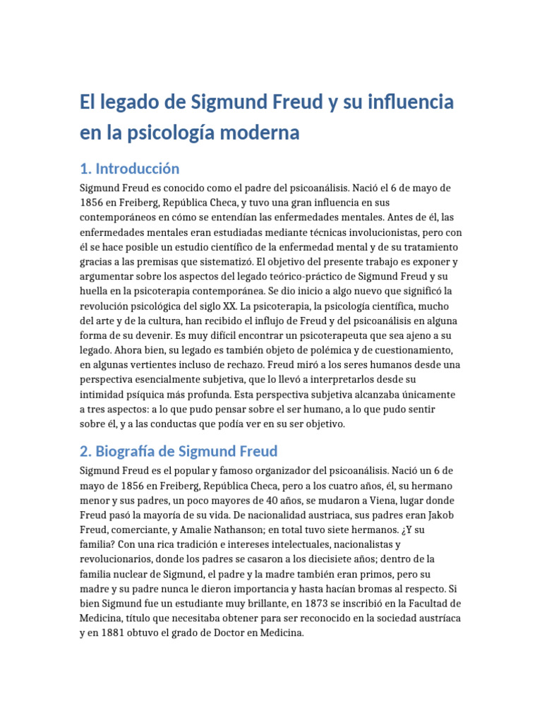 El Legado de Sigmund Freud y Su Influencia en La Psicología Moderna ...