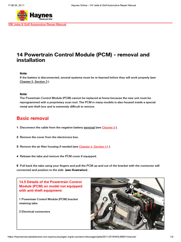 6 Emissions and engine control systems 14 Powertrain Control Module ...