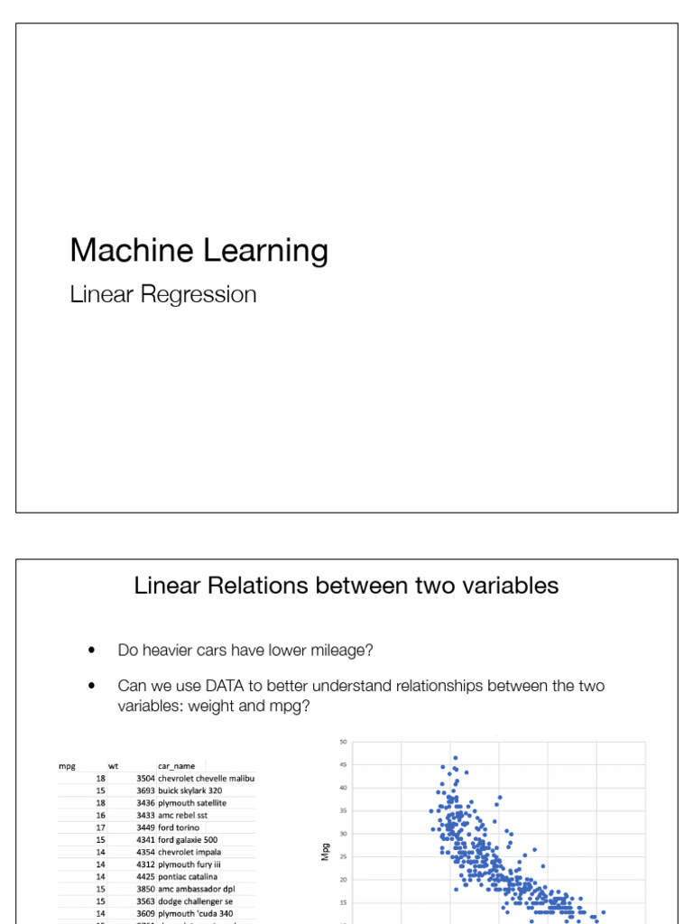Linear Regression & Car Mileage Analysis | PDF | Errors And Residuals | Linear Regression